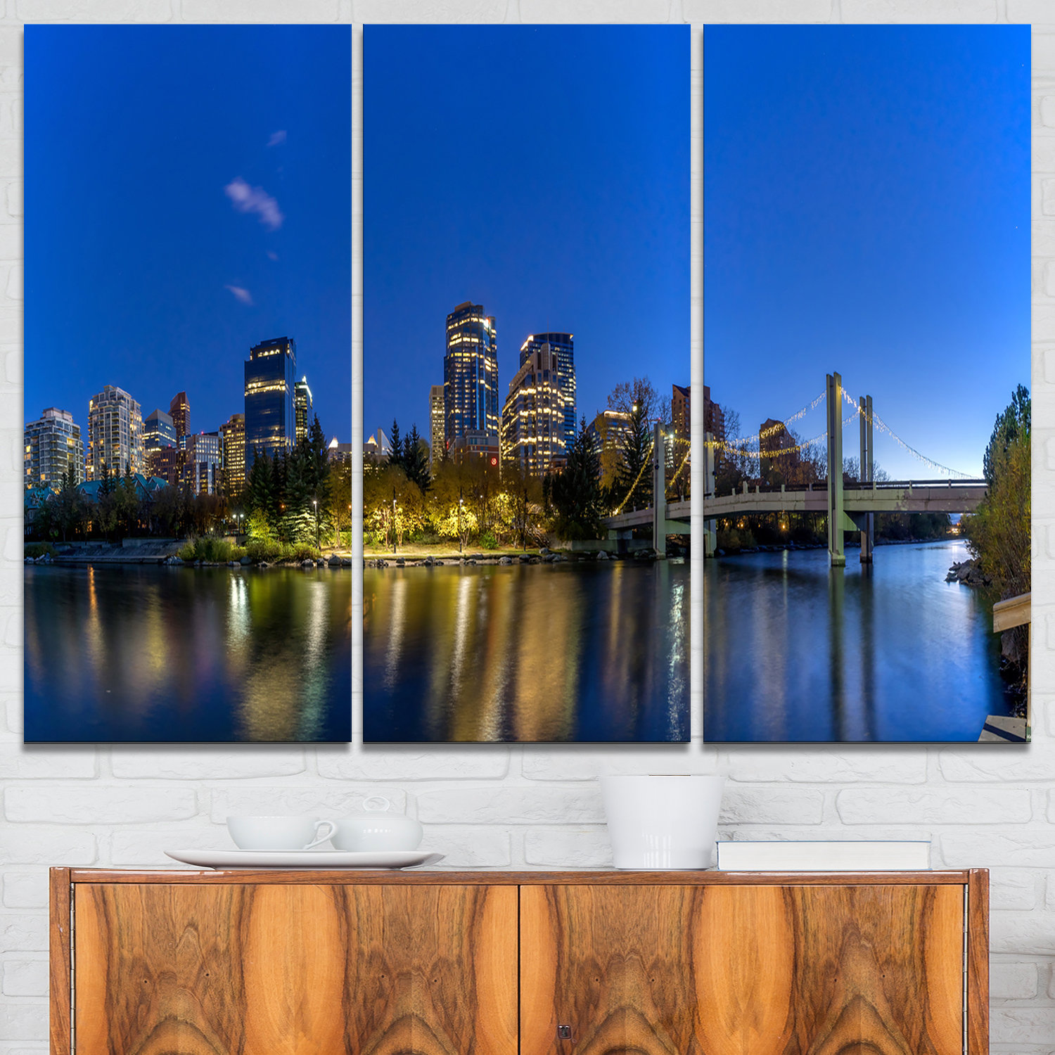 "Calgary Skyline" Cityscape Photography Canvas Print, 36"x28" 3 Panel ...