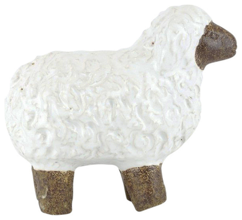 Ceramic Standing Sheep 6.75", White - Farmhouse - Decorative Objects ...