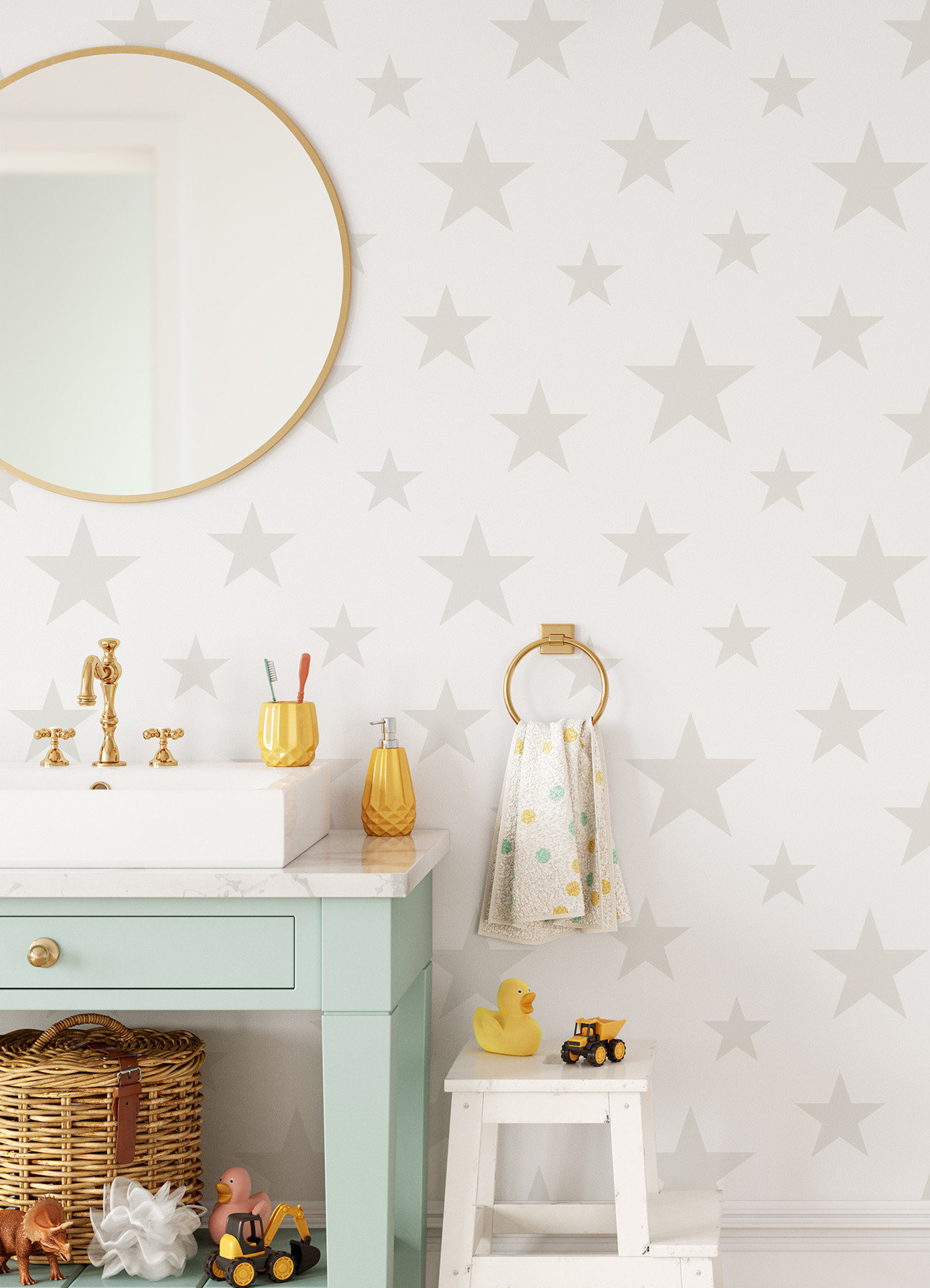 Amira Cream Stars Wallpaper, Swatch - Contemporary - Kids Wall Decor ...