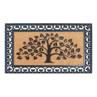A1HC Rubber and Coir Tree of Life Flocked Double Doormat 30"x48",Black ...