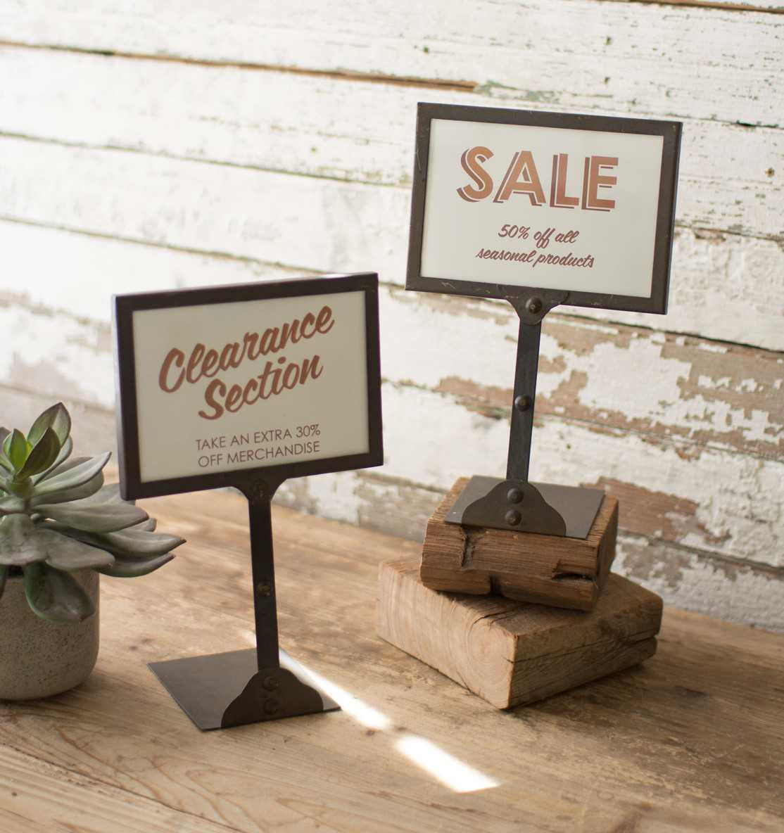 Metal Tabletop Price Display Sign Holder 2-Piece Set - Industrial ...
