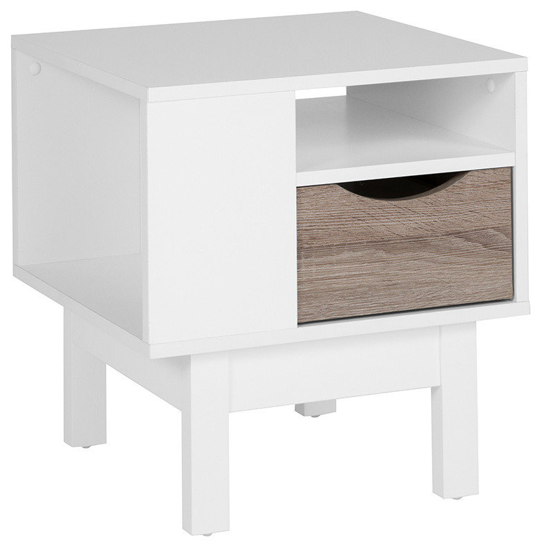 St. Claire Collection End Table in White Finish with Oak Wood Grain ...
