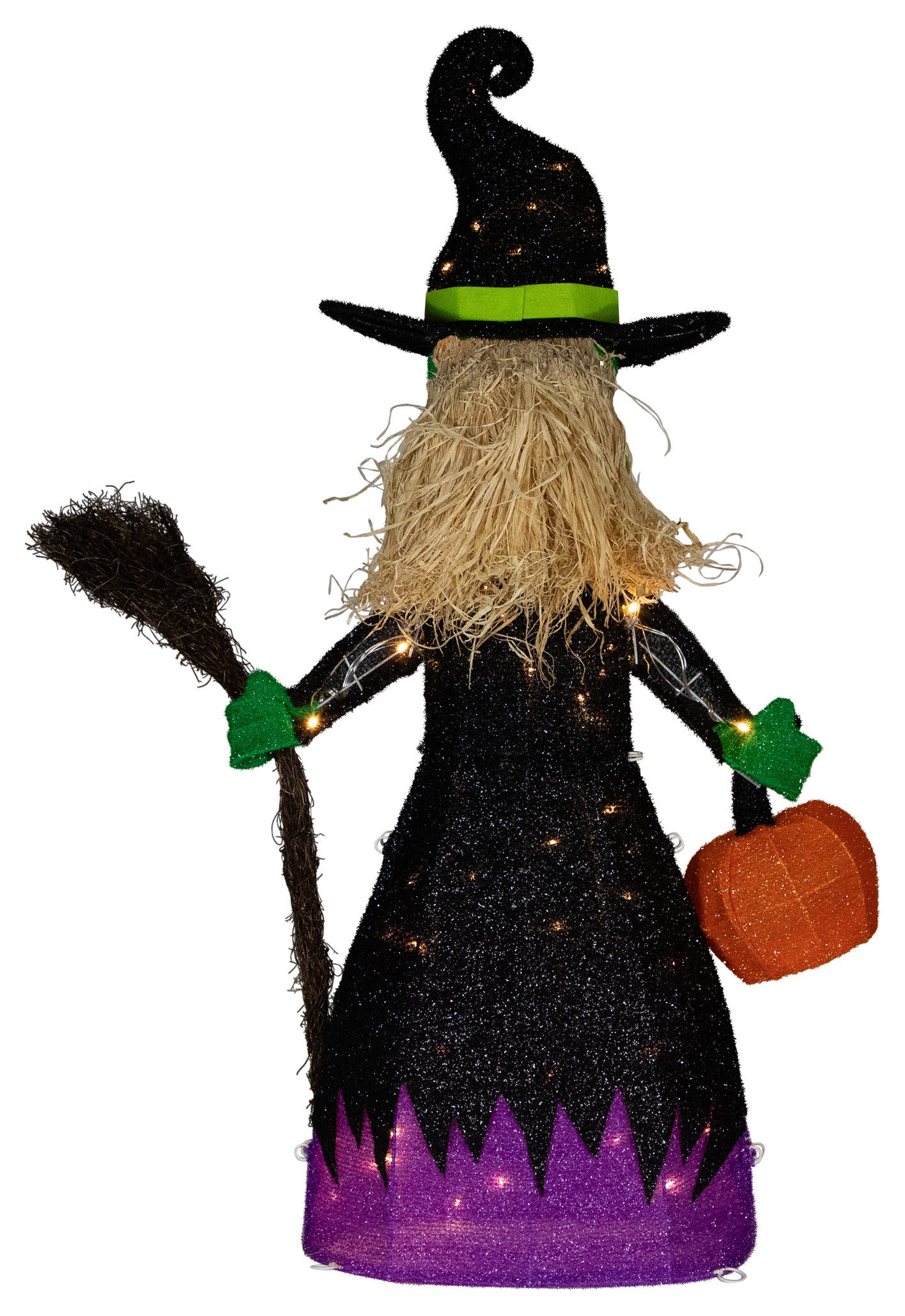 39" LED Lighted Witch With Broom Outdoor Halloween Decoration - Modern ...
