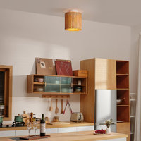 Bali 1-Light Matte White Flush Mount Ceiling Light with Natural Bamboo Shade - Asian - Flush ...