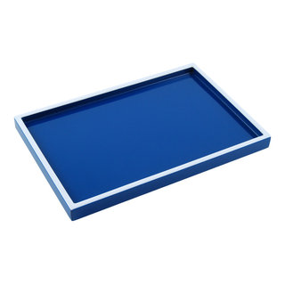 True Blue and White Lacquer Vanity Tray - Contemporary - Bathroom ...