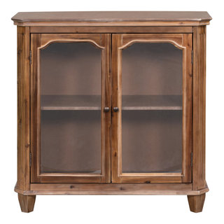 36" Tall Wood 2-door Accent Cabinet with Transparent Cabinet Doors ...