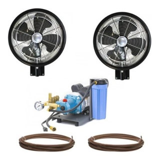 2 High Pressure, 18" Oscillating Misting Fan Wall Mount Mist Kit ...