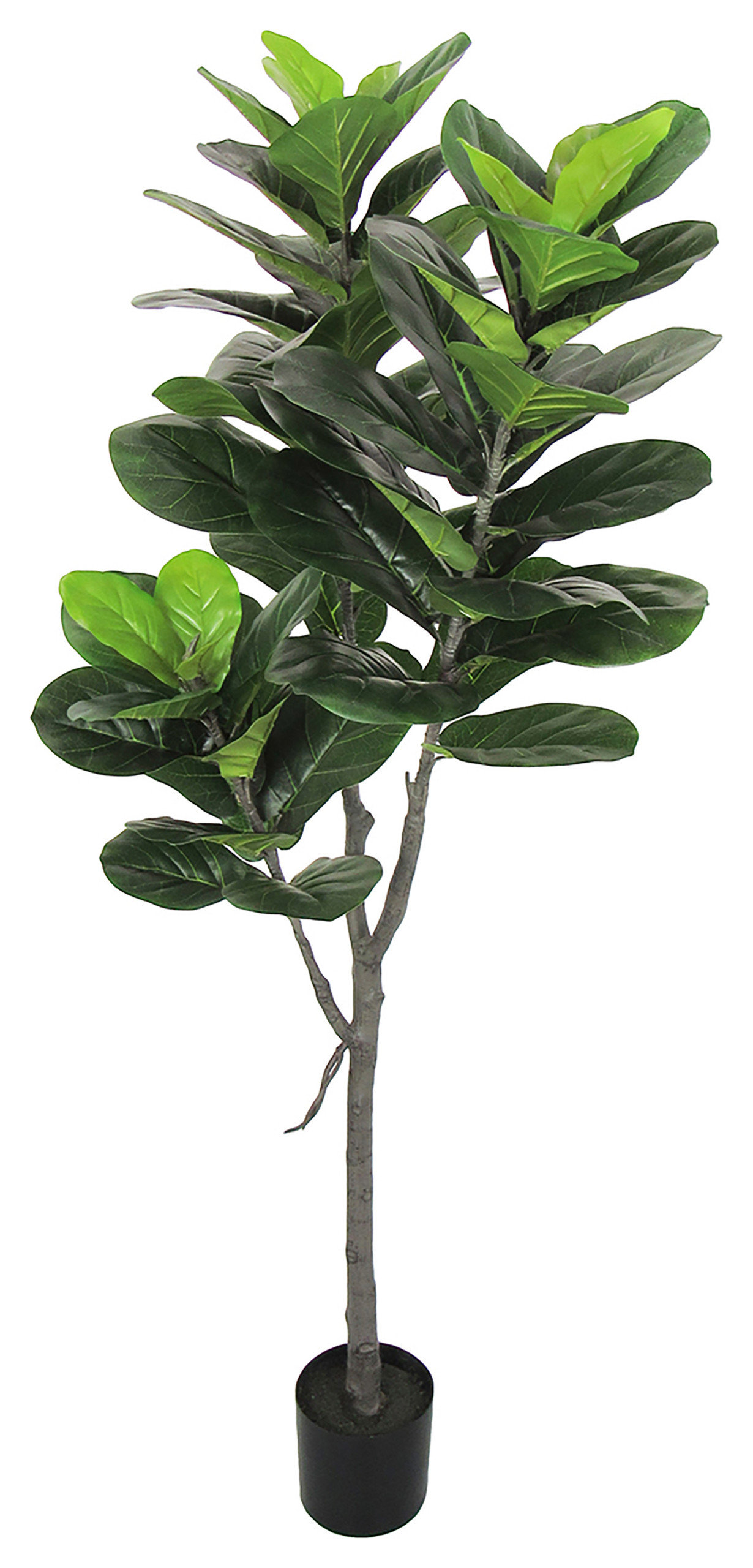 5' Deluxe Real Touch Artificial Fiddle Leaf Fig Tree Plant, Black Pot ...