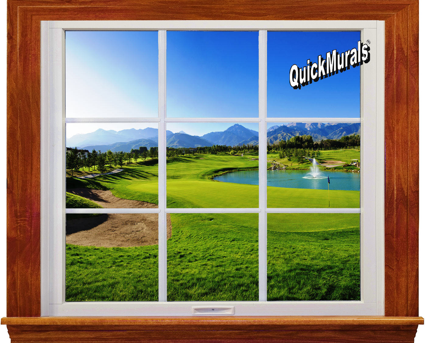 Sand Trap Window One Piece Peel & Stick CANVAS Wall Mural ...