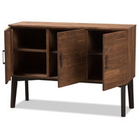 Baxton Studio Selena Mid-Century Modern Brown Wood 3-Door Sideboard ...