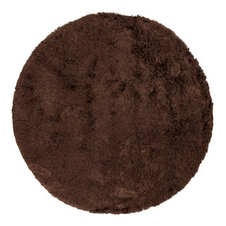 Celecot Hand-Woven Contemporary Shag Rug, Dark Brown 7'9" Round, 7'9 ...