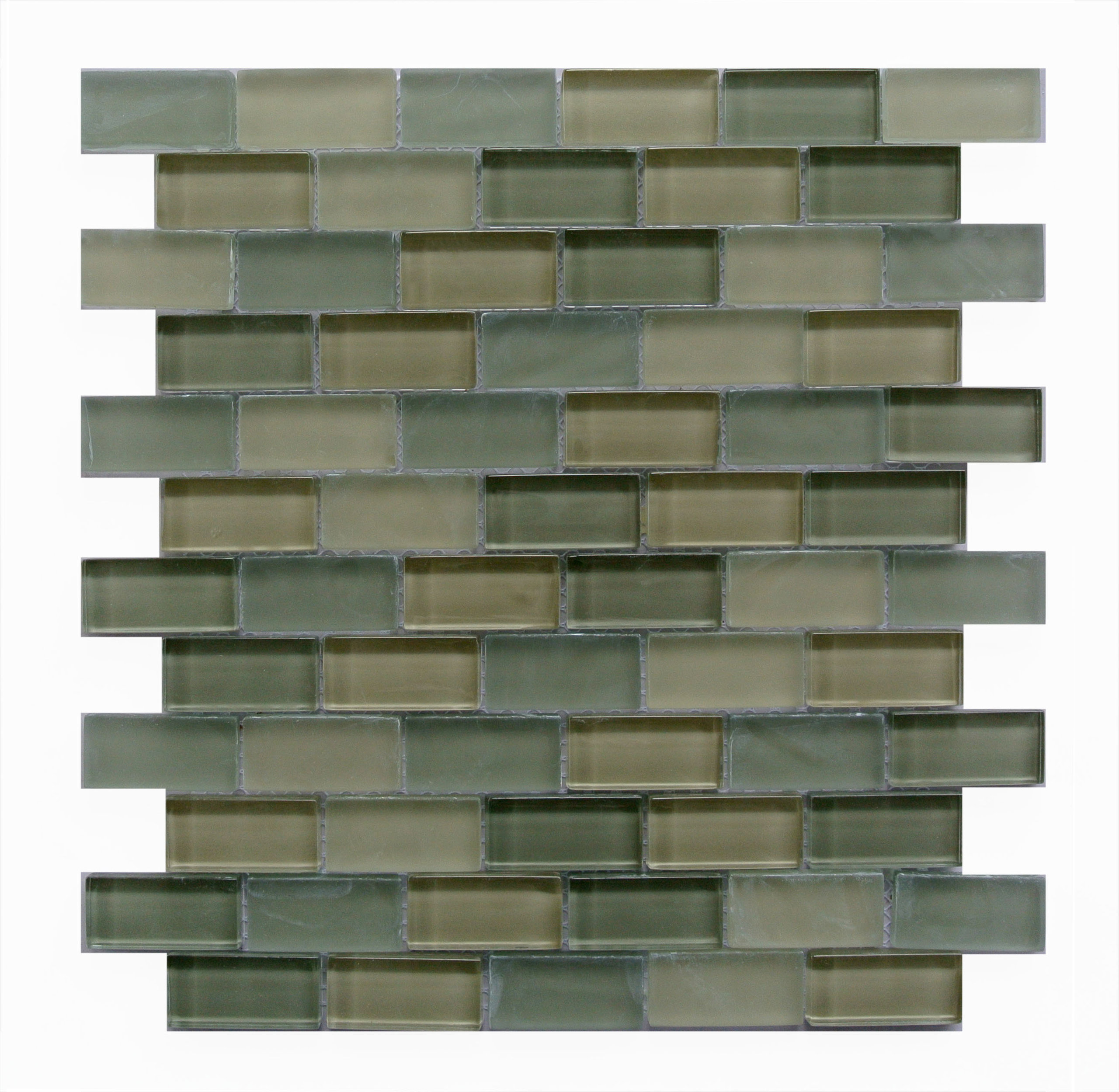 Free Flow 12"x12" Glass Brick Mosaic Tile,Gray, Set of 11 ...
