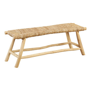 Villager Rush and Teak Bench - Beach Style - Accent And Storage Benches ...