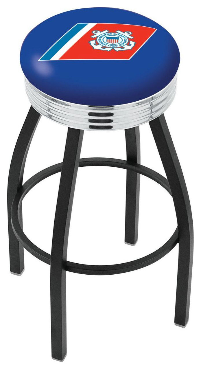 Holland L8B3C US Coast Guard 25" Swivel Counter Stool - Black/Chrome ...