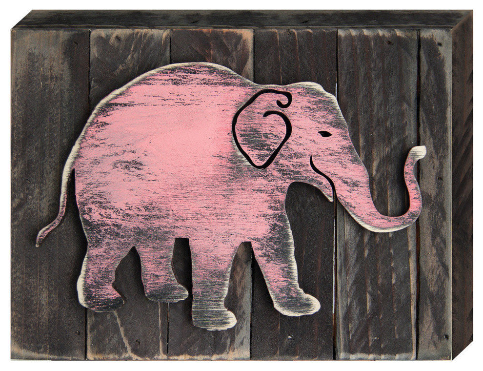Elephant Decorative Block, 18"x12" - Tropical - Outdoor Wall Art - by G ...