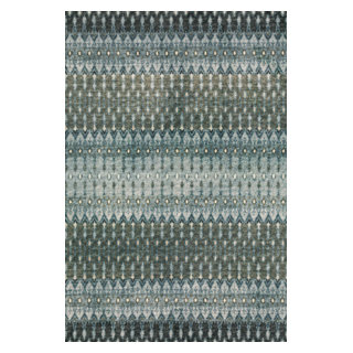 Geometric Ikat Power Loomed Thro With Accent Rug, Moody, 8'x10 ...