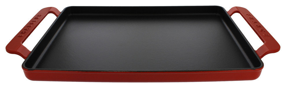 Chasseur 14" Red Rectangular Griddle French Enameled Cast Iron ...