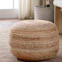 Jaipur Living Mesa Beige Solid Round Pouf - Beach Style - Floor Pillows And Poufs - by GwG ...