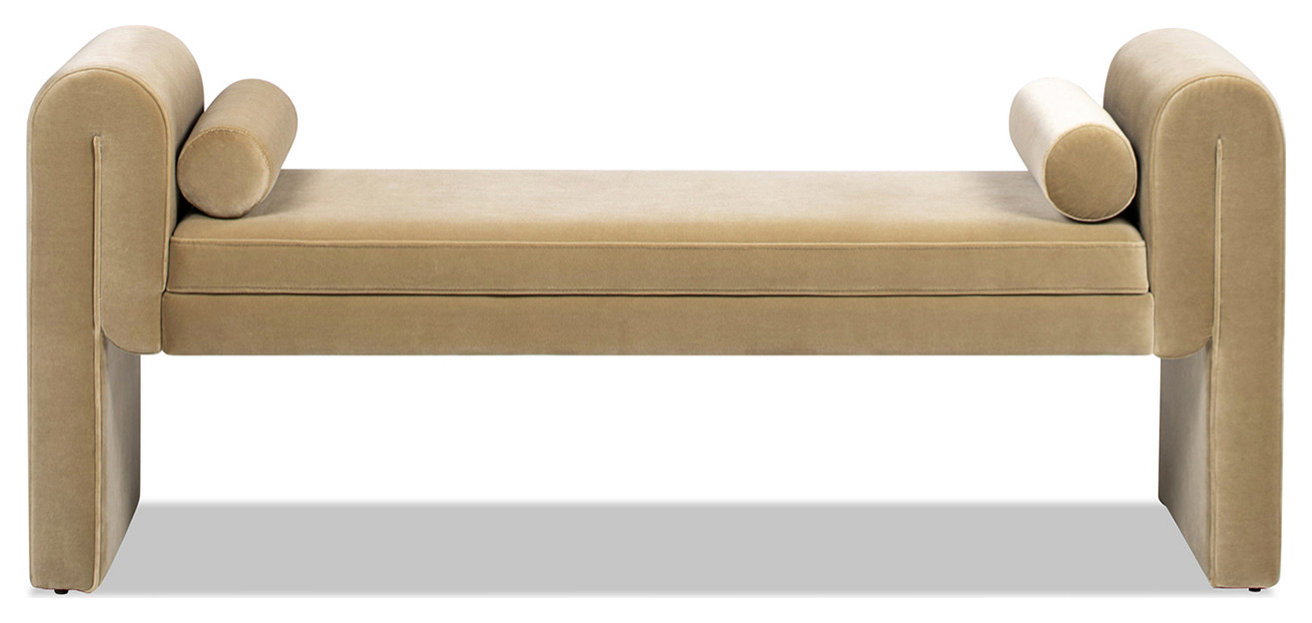 Mason 60.5" Arched Bench with Bolster Pillow - Transitional - Upholstered Benches - by Jennifer ...