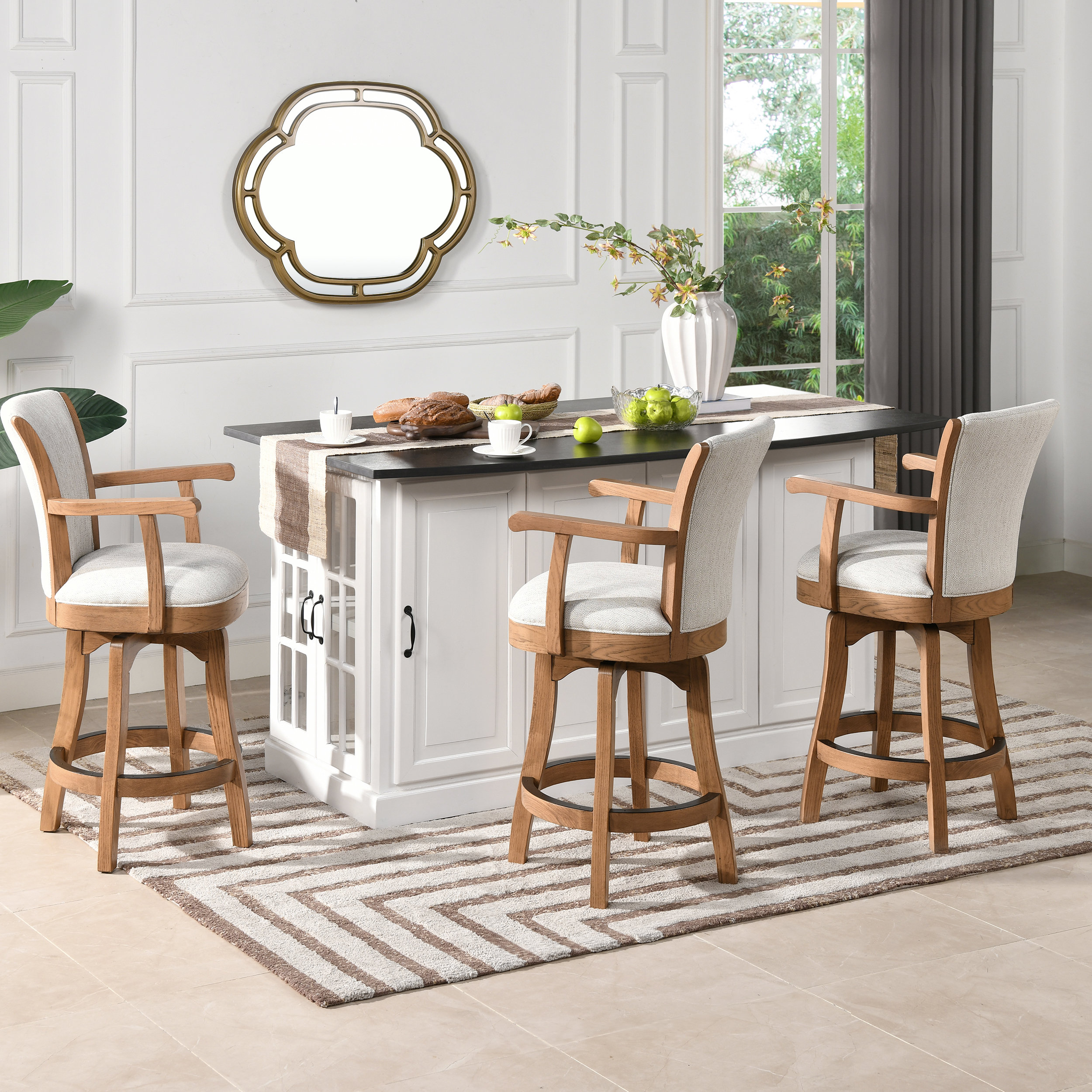 Williams Swivel Bar and Counter Stool With Armrests, Counter Height ...