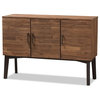 Baxton Studio Selena Mid-Century Modern Brown Wood 3-Door Sideboard ...