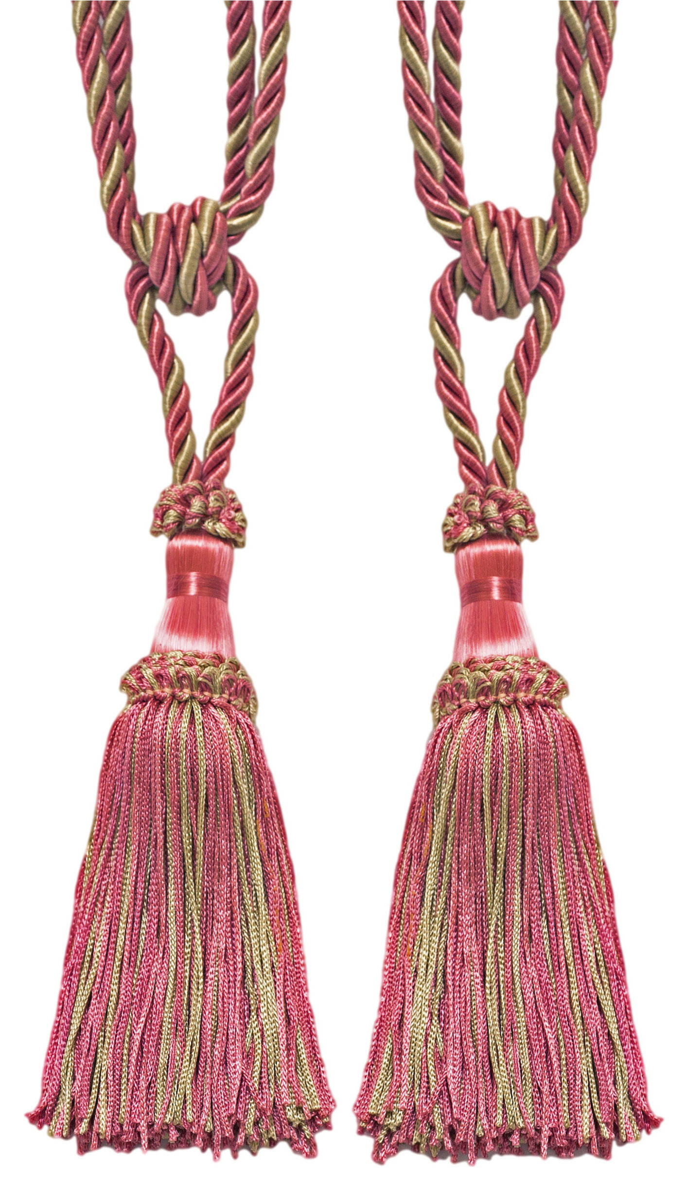 Pair of Candy Pink, Light Green Decorative Chainette Tiebacks, 5 3/4 ...