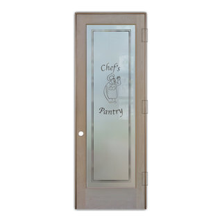 Pantry Doors - Happy Chef Frosted Glass Design - 24" x 80" - CUSTOMIZE ...