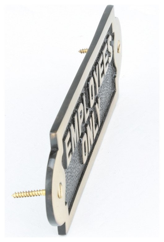 Employees Only Sign 7 in. x 2 1/8 in. Solid Brass Lacquered Finish with ...