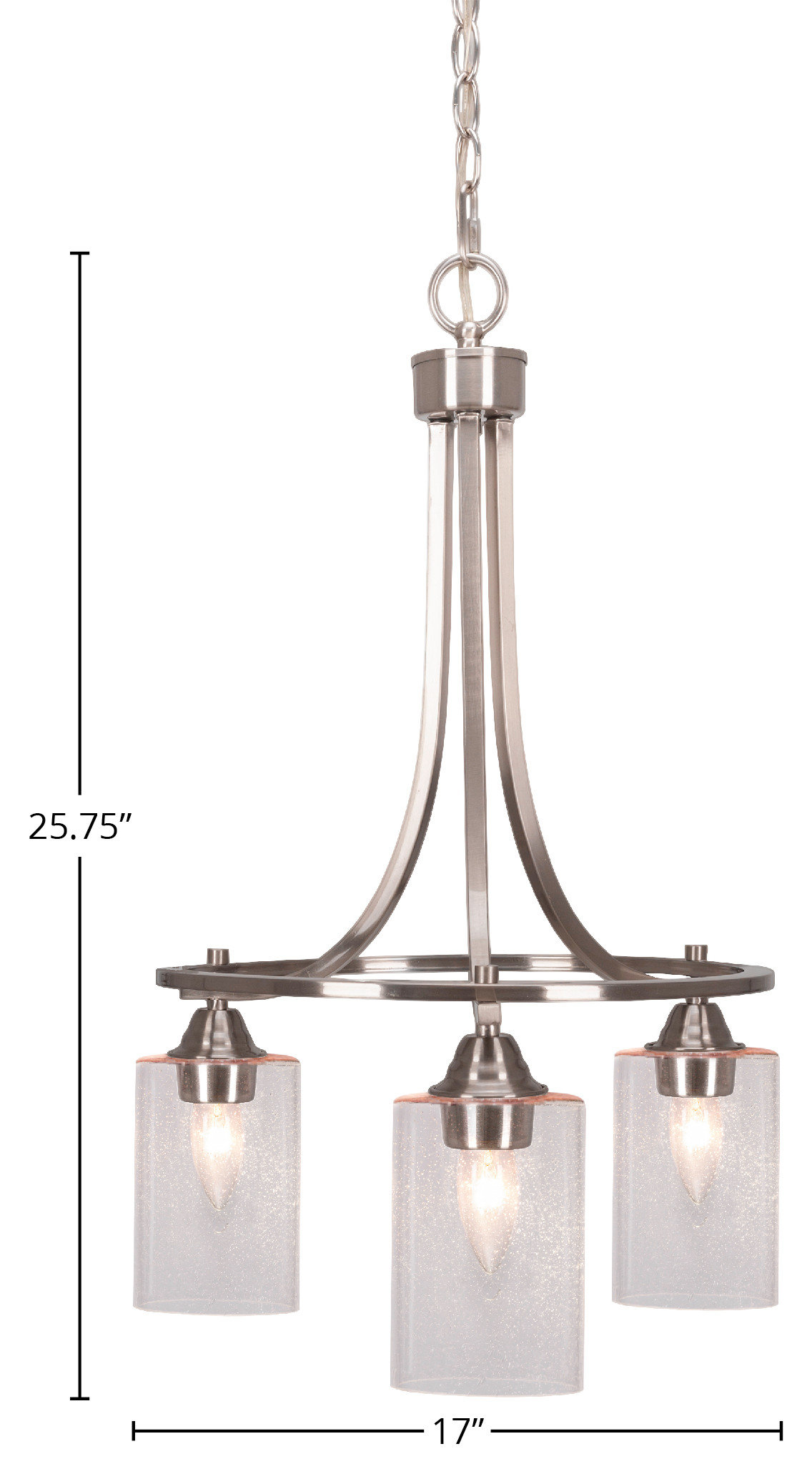 Paramount Downlight 3-Light Chandelier, Brushed Nickel, 4" Clear Bubble ...