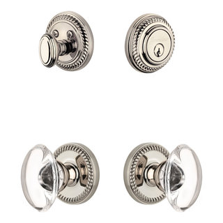 Newport Rosette with Provence Crystal Knob and Deadbolt in Polished ...