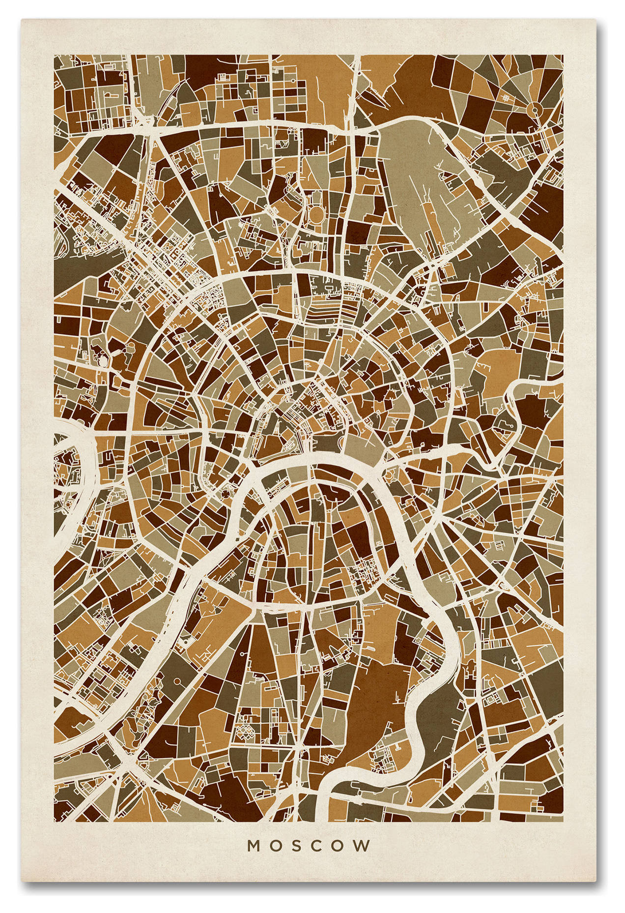 "Moscow City Street Map" Canvas Art by Michael Tompsett, 30"x47 ...