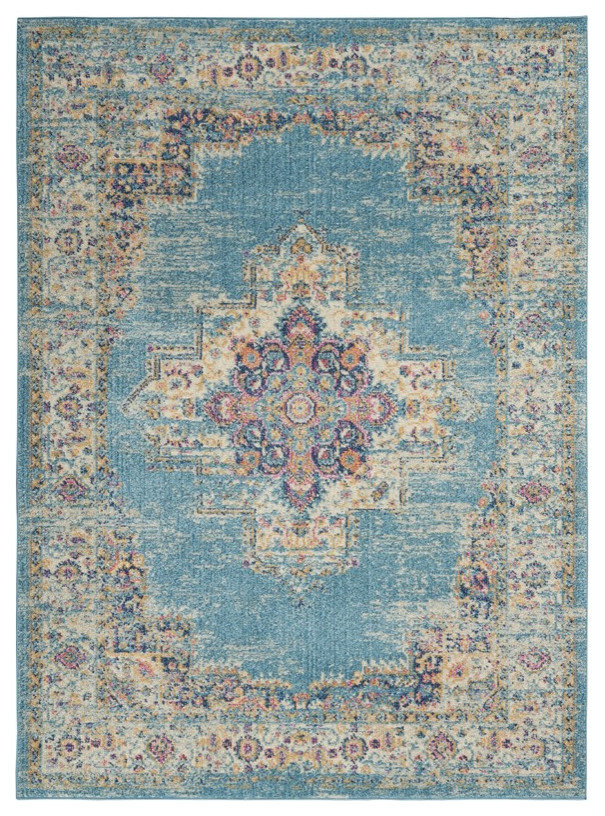 Nourison Passion Transitional Light Blue Rug PSN03, 3'9"x5'9 ...