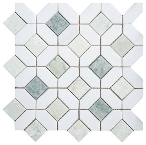 Mosaics Marble Tile Hexagon Pattern Green - Contemporary - Mosaic Tile ...