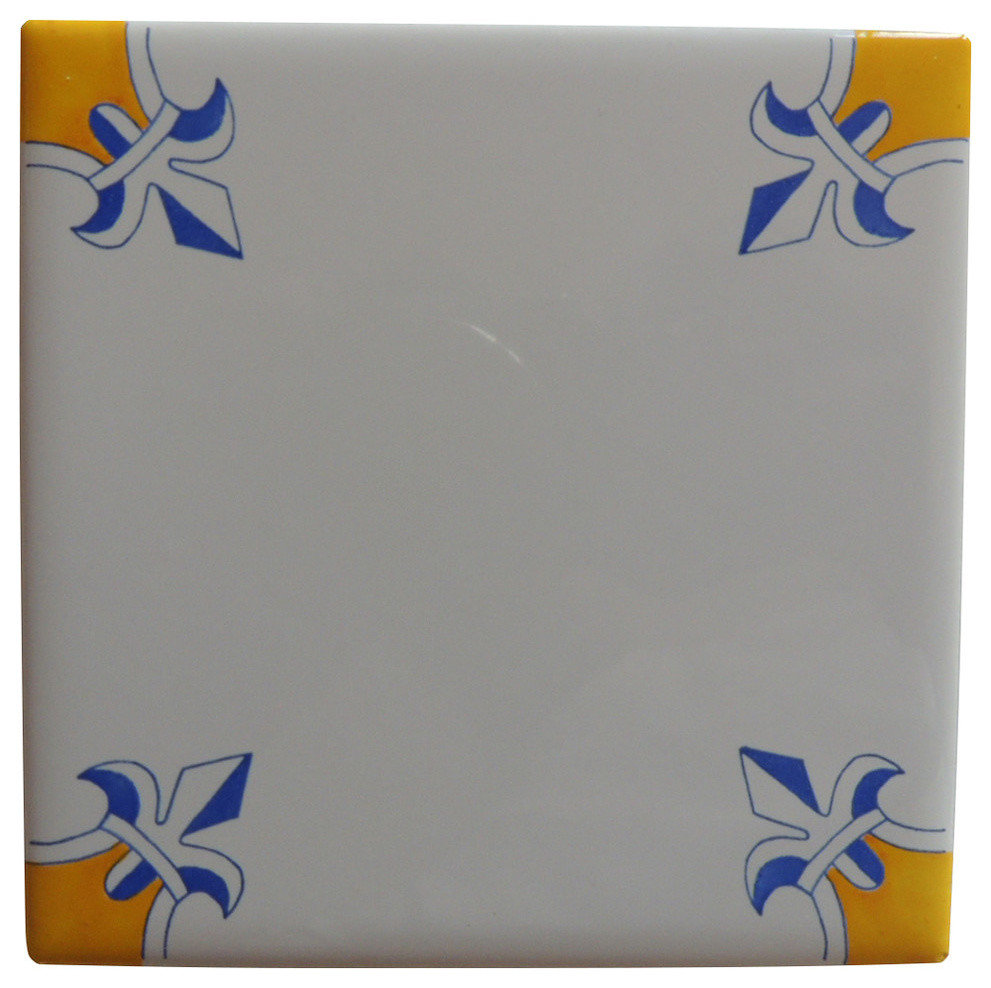 Delft Tile Blue and White Tile Fleur De Lis, Delft Style, Set of 3 ...