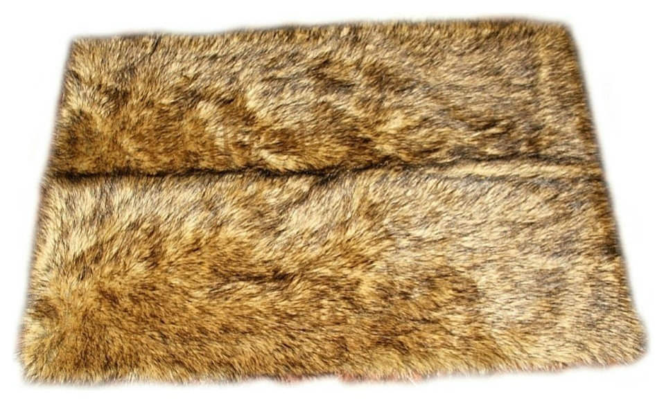 Faux Fur Light Brown Wolf Area Rug, 5'x10' - Contemporary - Area Rugs ...