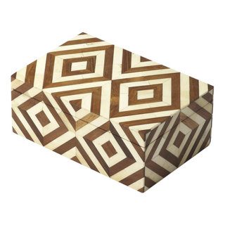 Geometric Harmony Wood and Bone Storage Box, Belen Kox - Contemporary ...