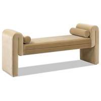 Mason 60.5" Arched Bench with Bolster Pillow - Transitional - Upholstered Benches - by Jennifer ...