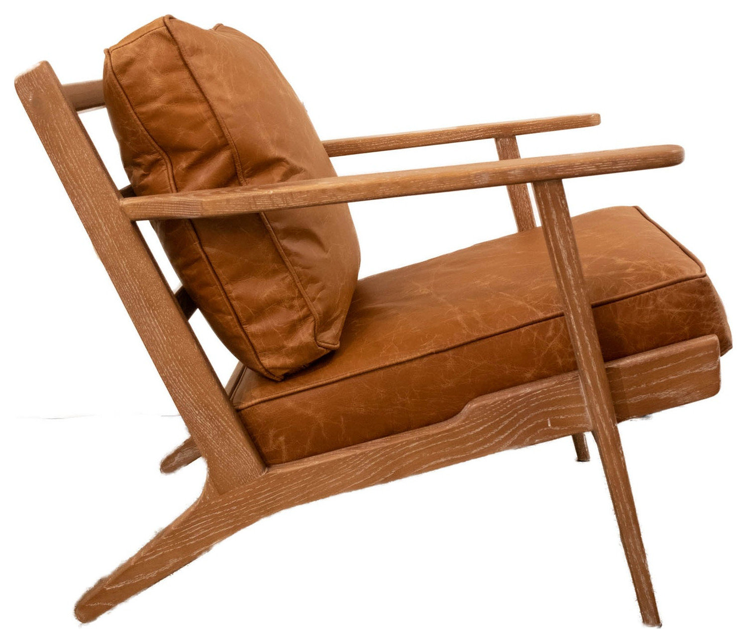 Camel Brown Leather Junior Arm Chair - Midcentury - Armchairs And ...