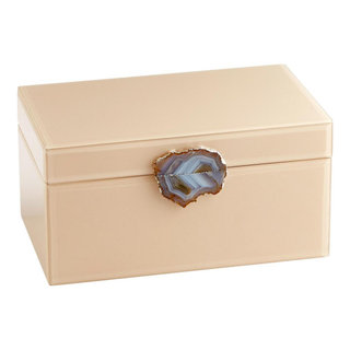 Bijou Container, Beige, Agate Stone, Glass, Wood, 14"W (10744 MGN6C ...