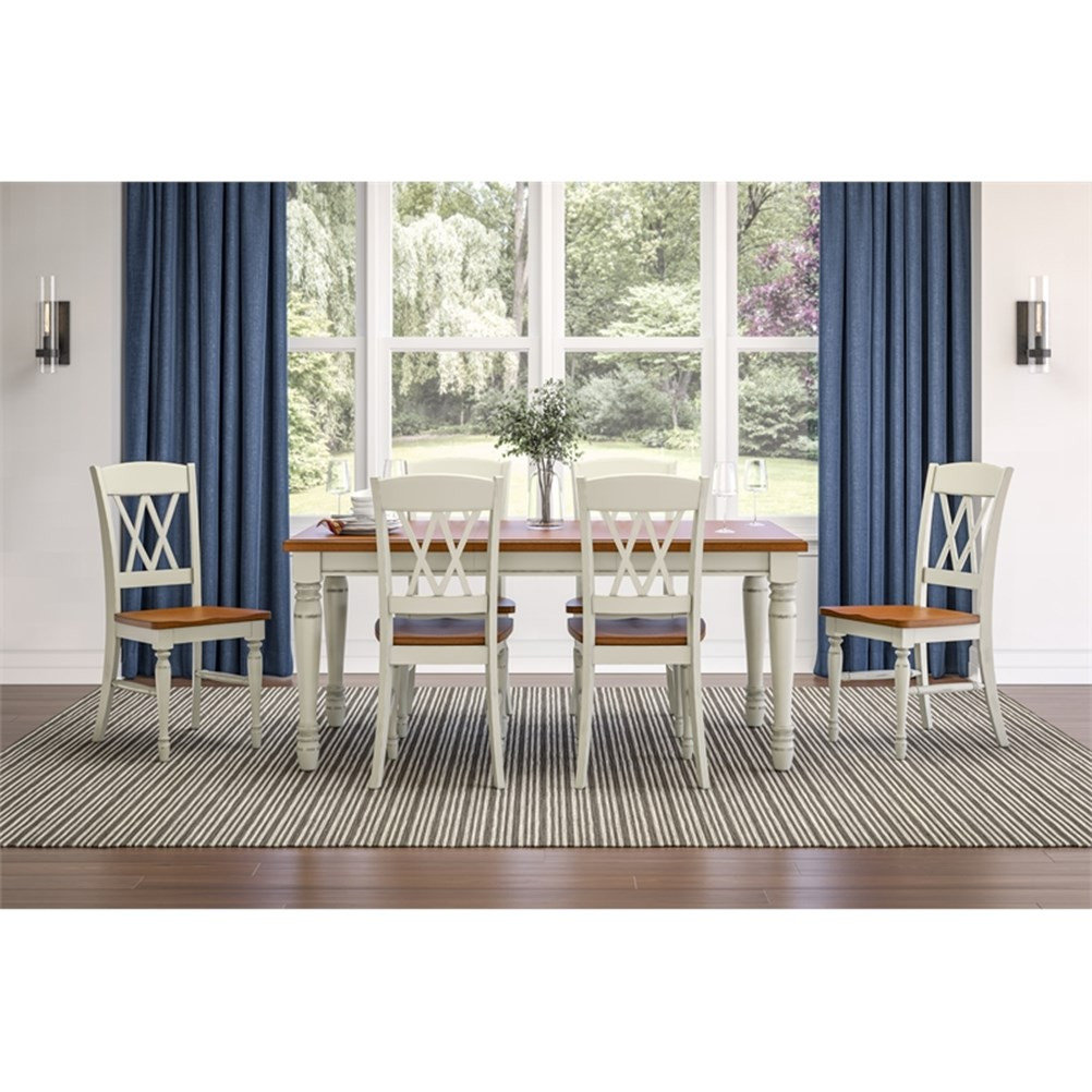 Homestyles Monarch Wood 7 Piece Dining Set in Off White, 7 - Traditional - Dining Sets - by ...