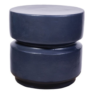 Balance Indigo Ceramic Patio Stool - Contemporary - Accent And Garden ...