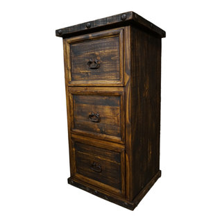 Rustic Solid Wood 3 Drawer File Cabinet - Rustic - Filing Cabinets - by ...