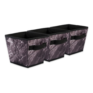 Polyester Laundry Bin Marble Black Trapezoid Small 8.5x6.5x6.25, Set Of ...