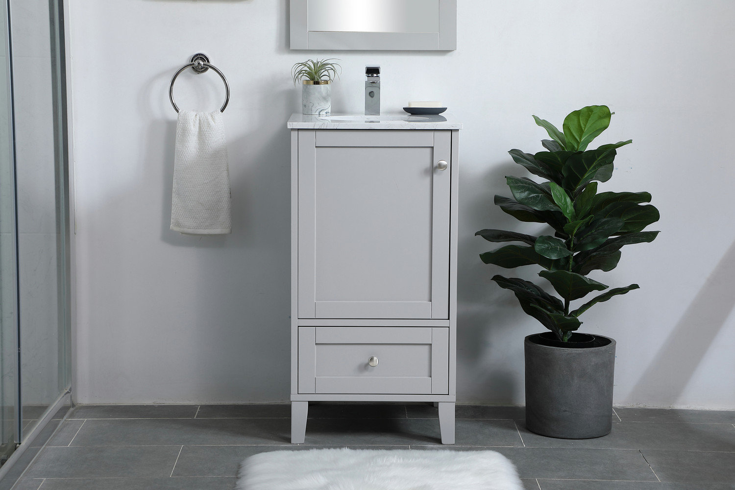 18 Inch Single Bathroom Vanity In Grey - Transitional - Bathroom ...