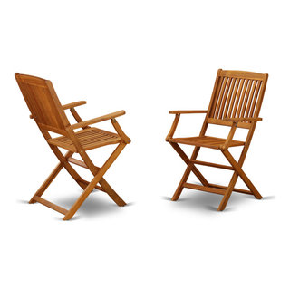 Solid Acacia Wood Balcony Folding Arm Chair -Set Of Two - Set Of 2 ...