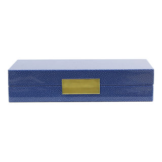 Addison Ross Lacquered Faux Croc Box, Blue and Gold - Contemporary ...