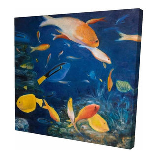 Colorful Fish Under The Sea Print On Wrapped Canvas, 24"x24" - Beach ...