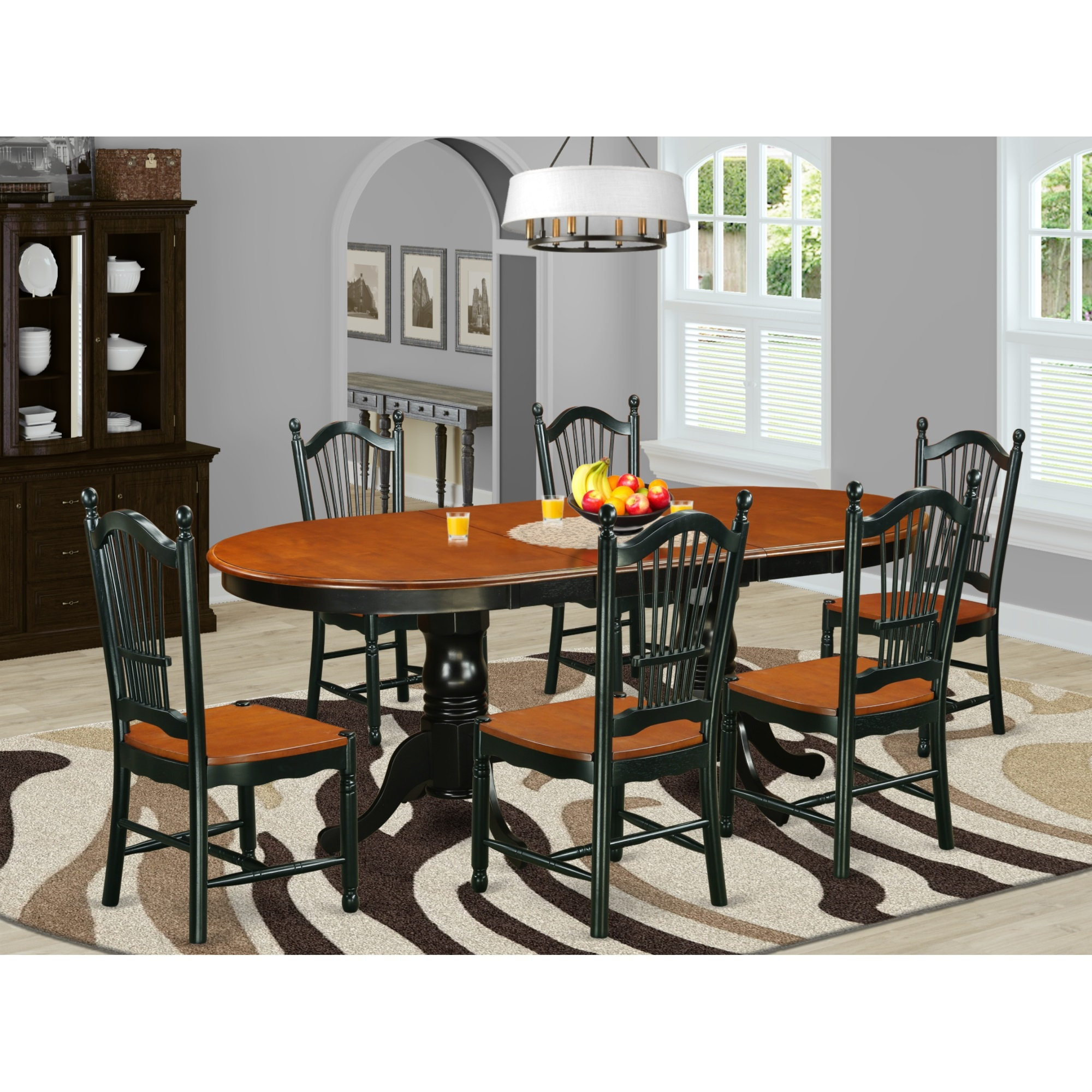7 Piece Set With Parfait Table and 6-Chairs, Black/Cherry - Traditional ...
