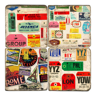Tumbled Marble Coaster St/4 With Coaster Stand, Luggage Tags ...