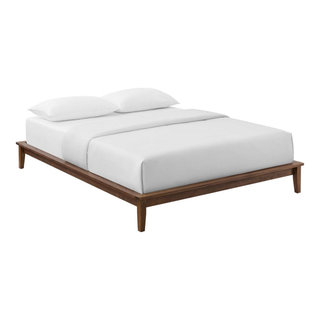 Rustic Lodge Full Wood Platform Bed Frame - Durable Solid Wood Supports ...